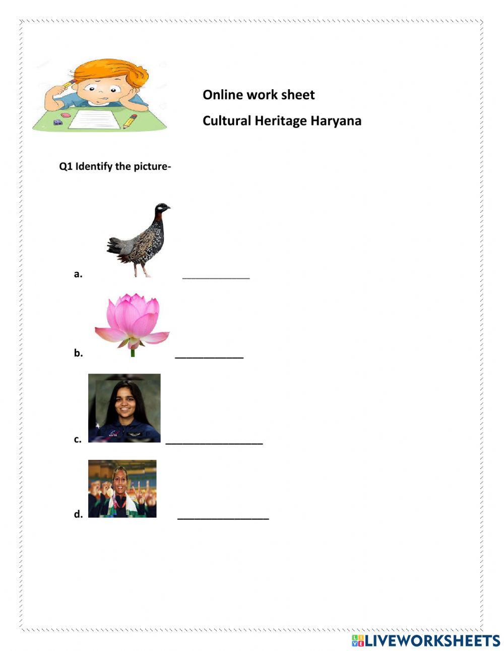 Cultural Heritage Haryana worksheet | Live Worksheets