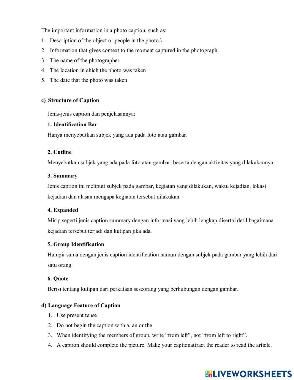 Caption (listening) worksheet | Live Worksheets