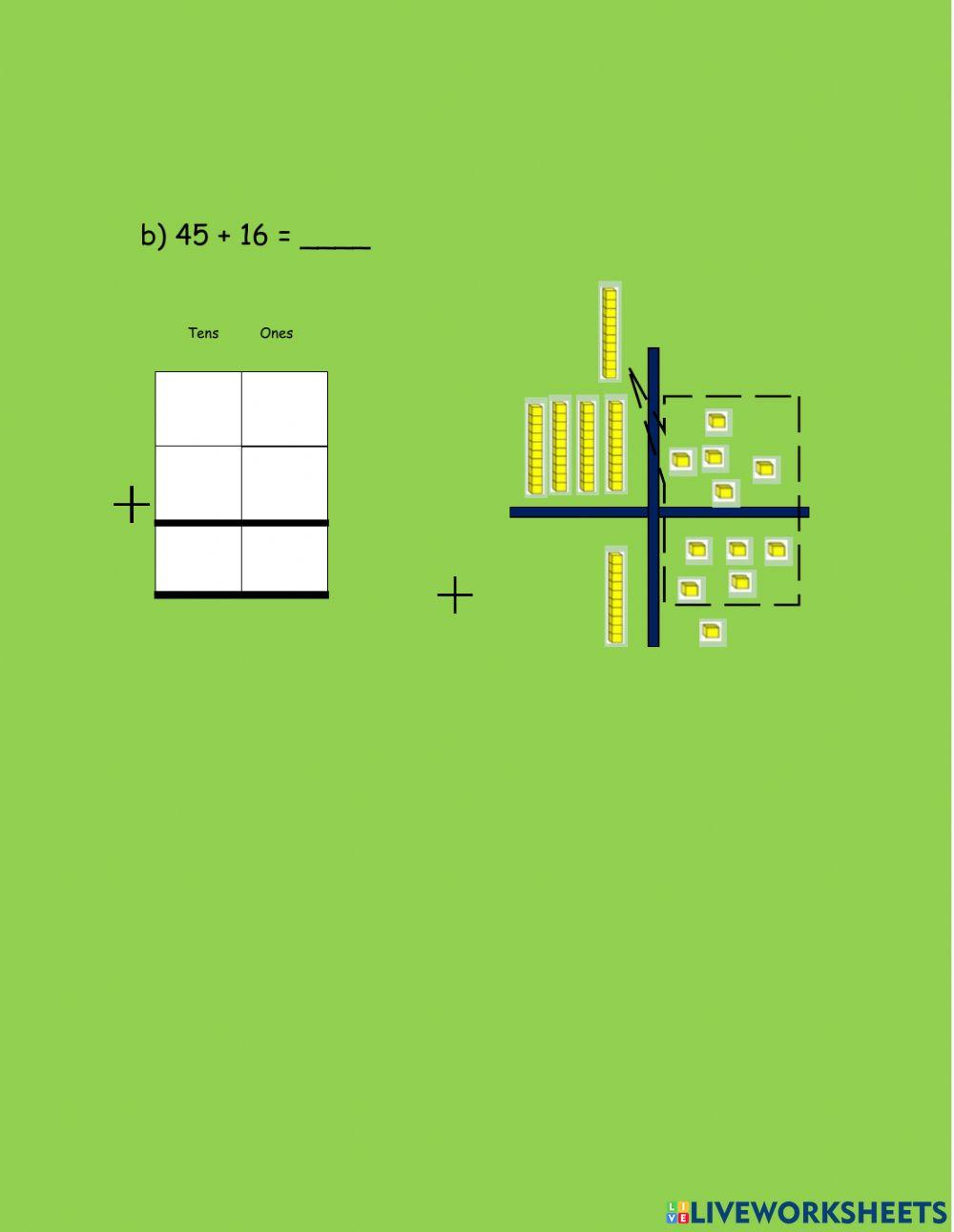 Addition with regrouping within 100 worksheet | Live Worksheets