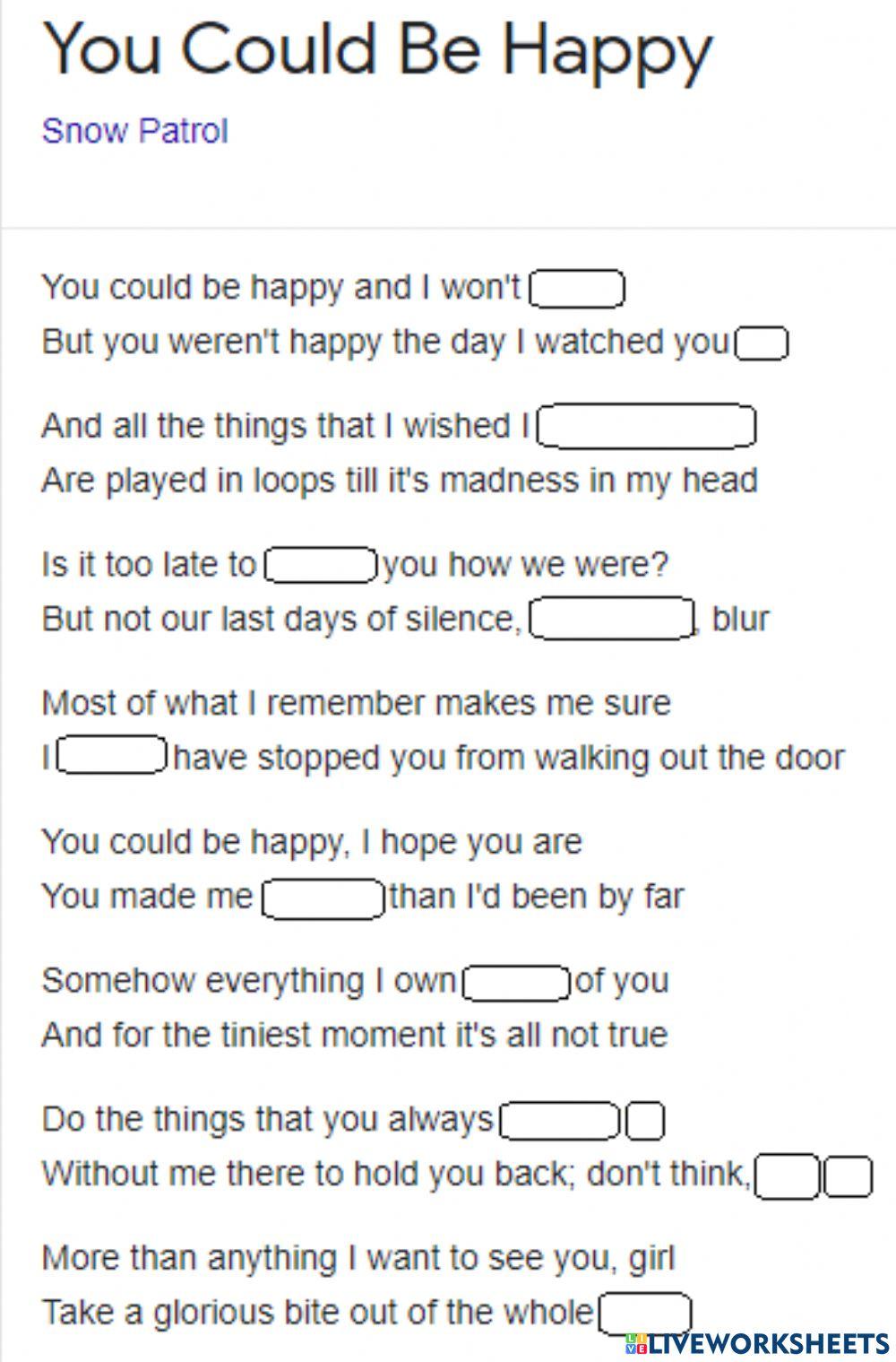 You could be happy worksheet | Live Worksheets