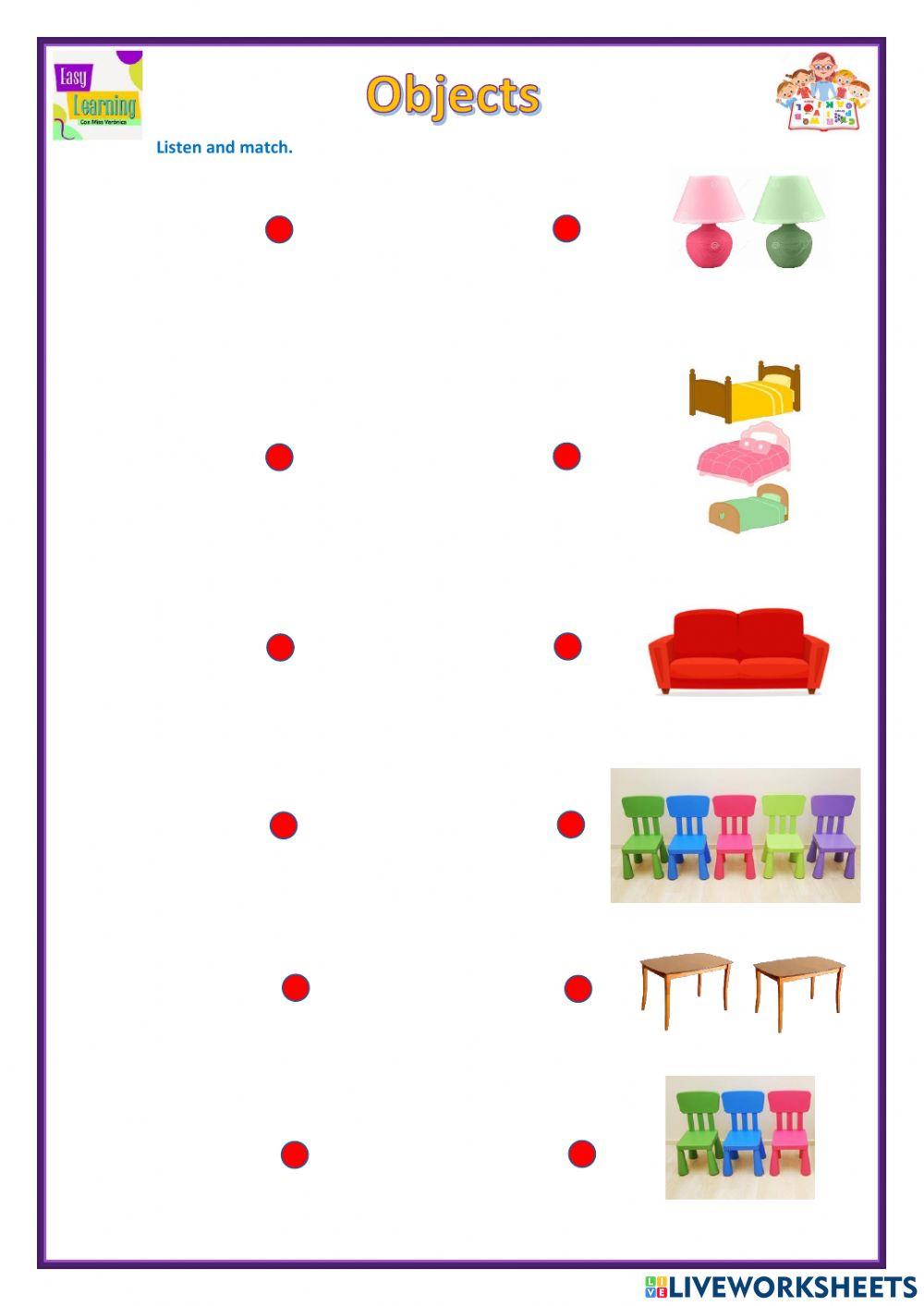 Objects in my house worksheet | Live Worksheets