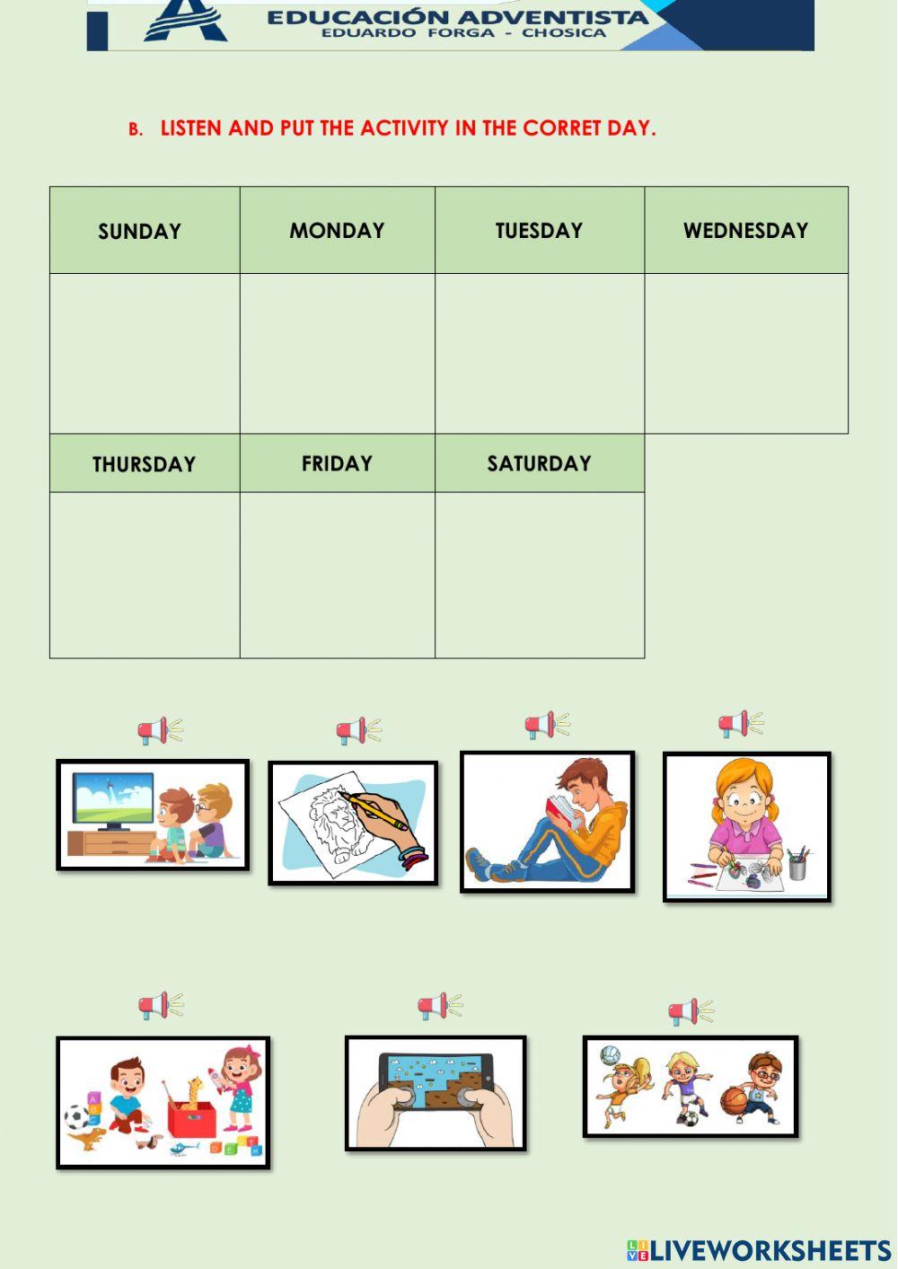 Free time activities online exercise for Primary | Live Worksheets