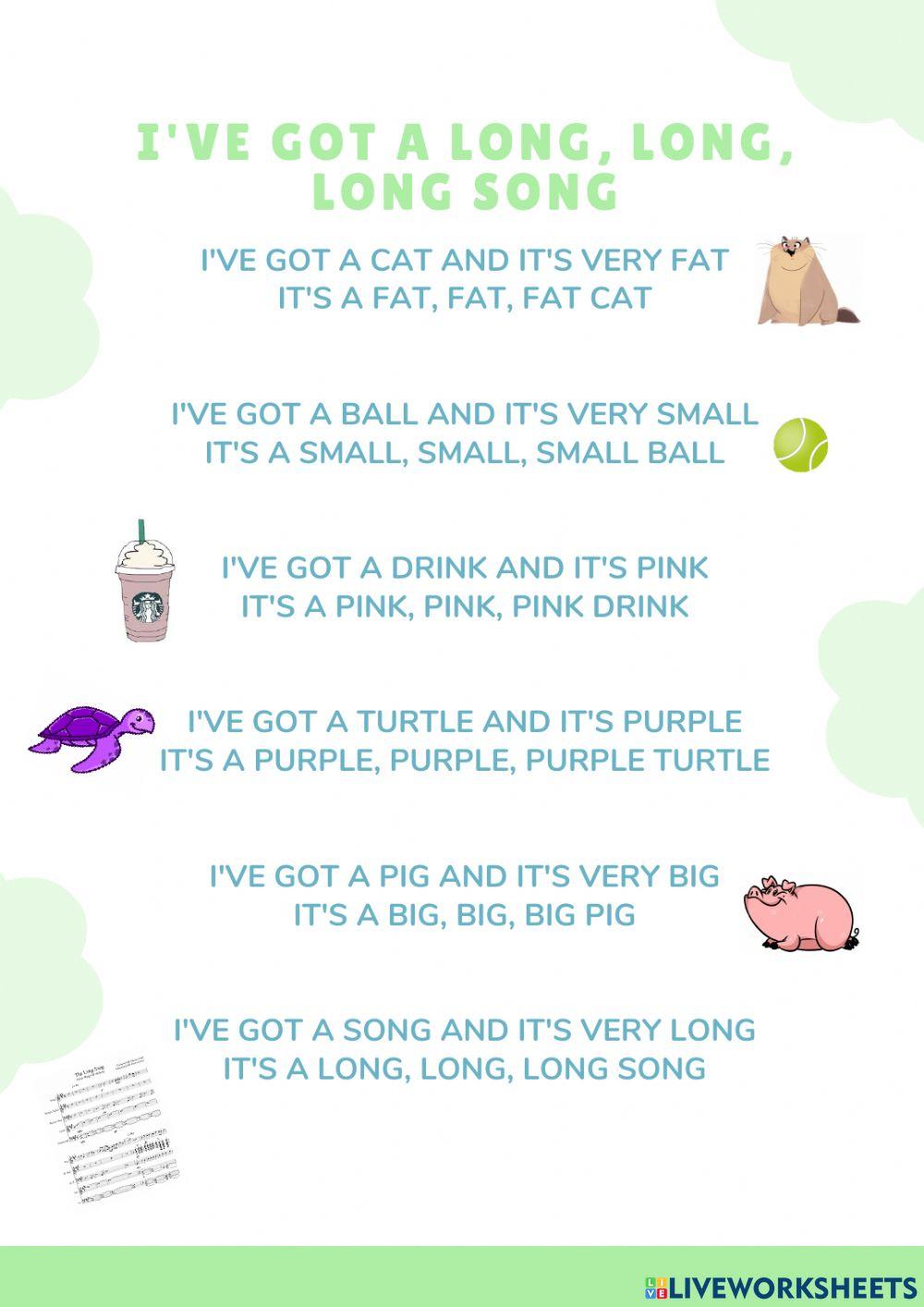 I've got a long, long, long song worksheet | Live Worksheets