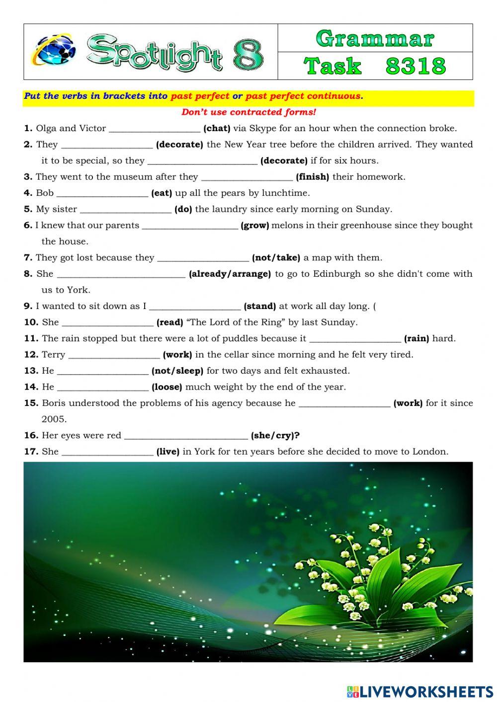 Spotlight 8 Task 8318 worksheet | Live Worksheets