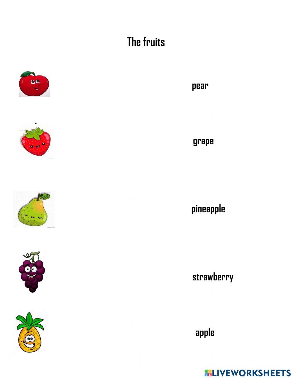 Las frutas en Ingles interactive worksheet | Live Worksheets