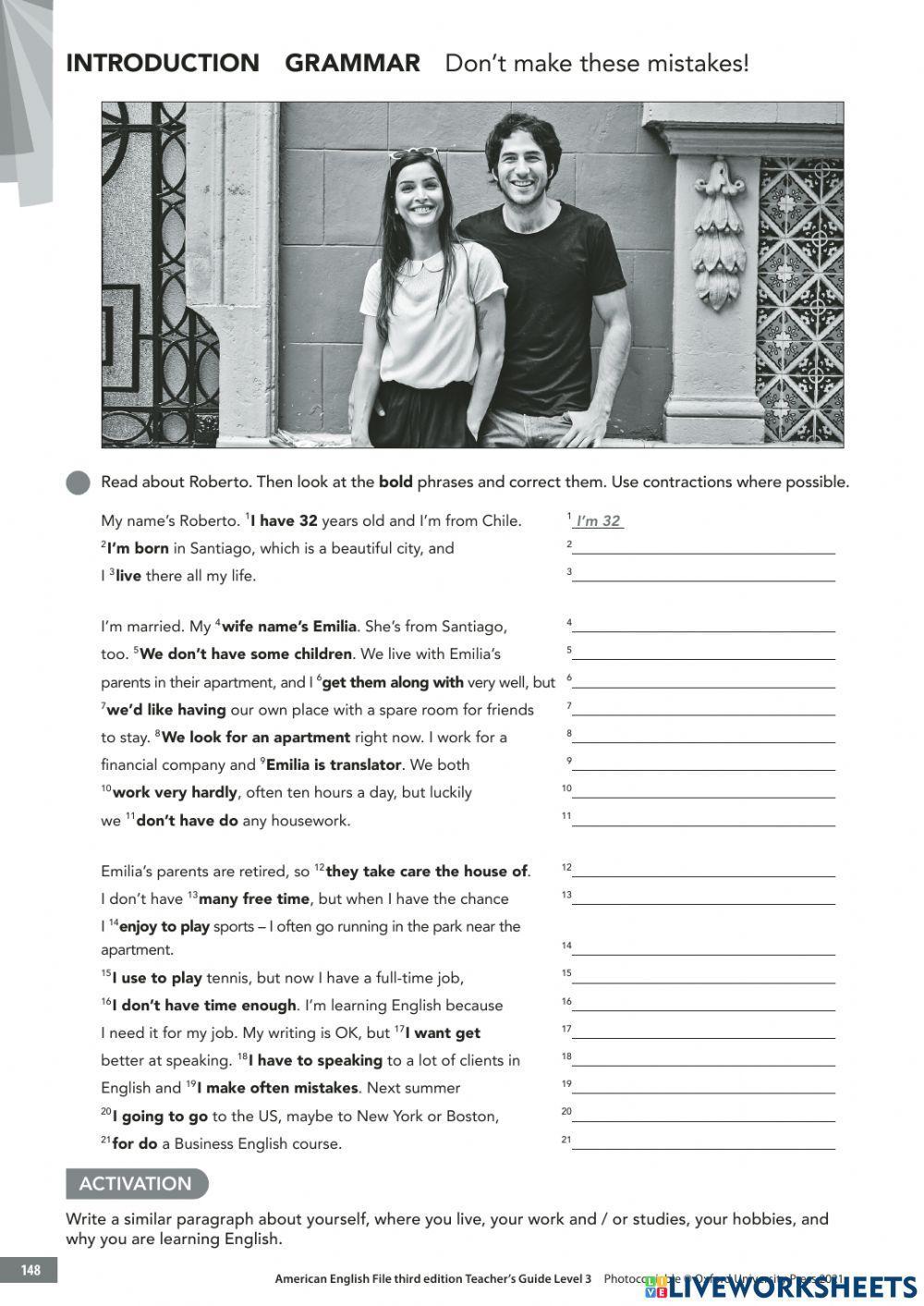 GRAMMAR: INTRO 2 worksheet | Live Worksheets