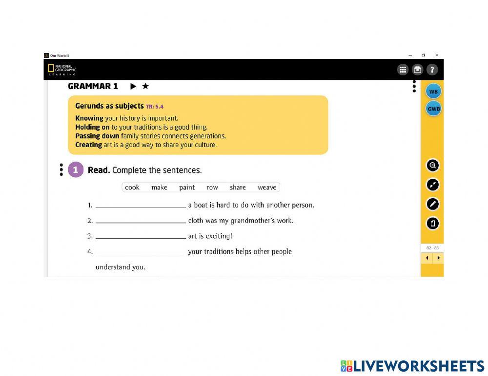 GERUNDS AS SUBJECTS AND AS OBJECTS online exercise for | Live Worksheets