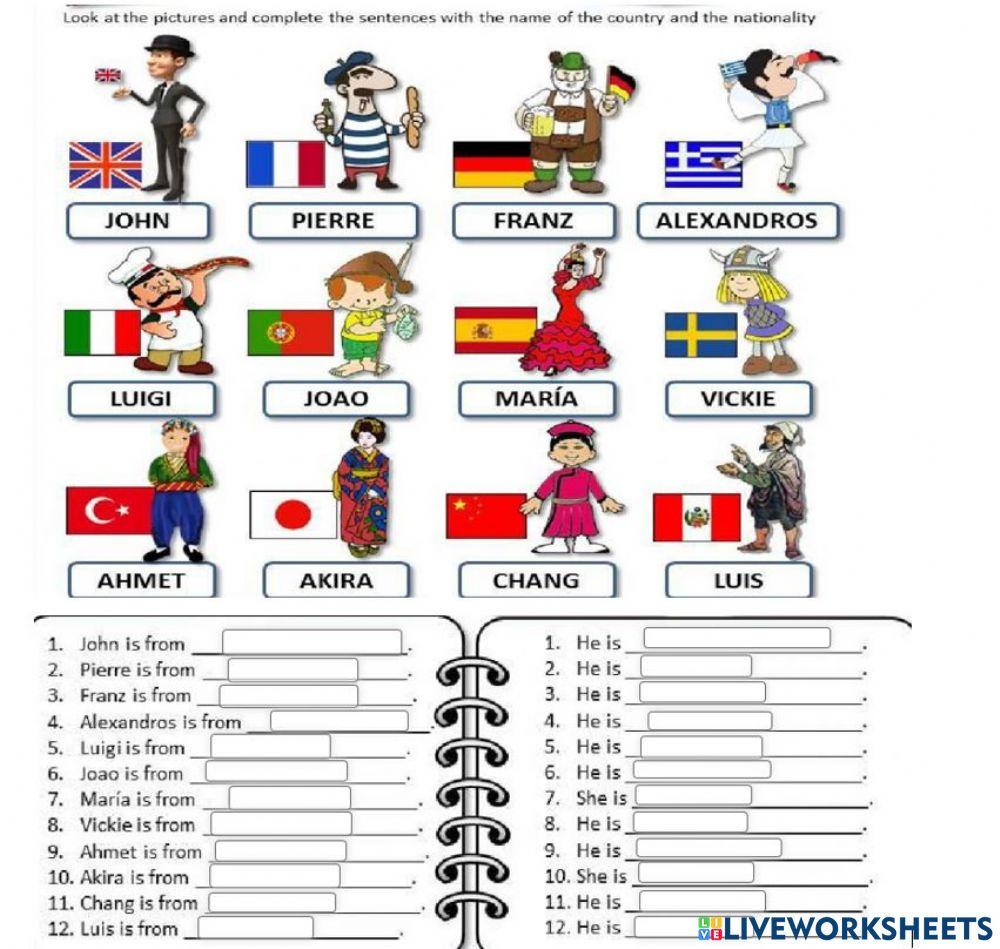 PREINT1 - 1 REVIEW - COUNTRIES online exercise for | Live Worksheets