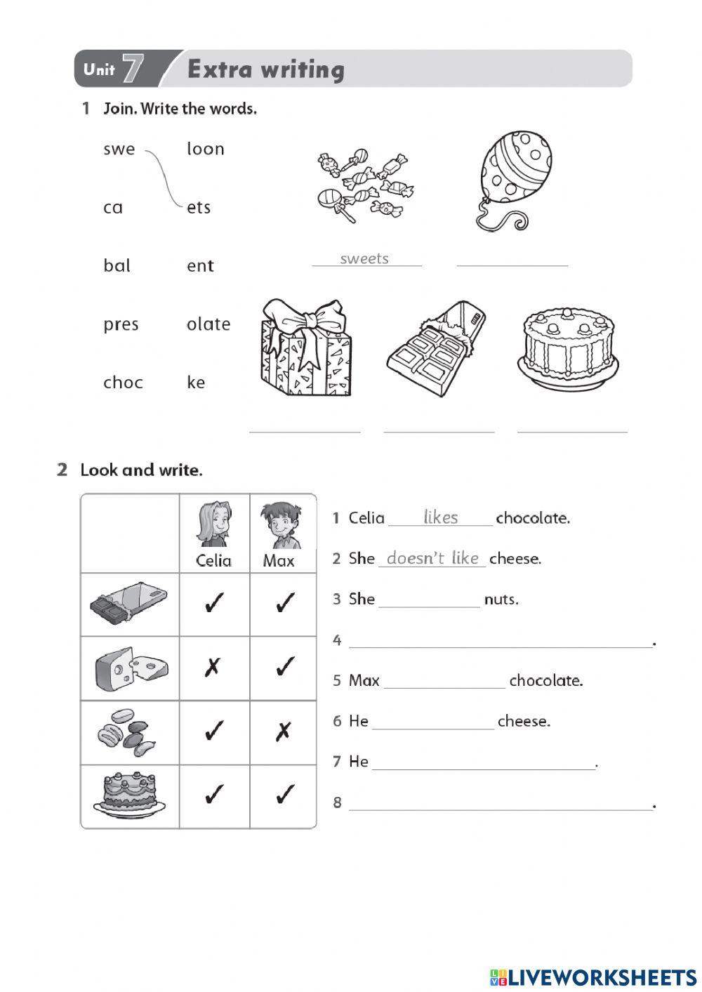 FF2,EXTRA WRITI… | Free Interactive Worksheets | 5133562