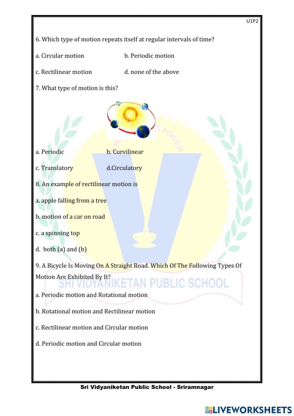 Motion and Light 3 worksheet | Live Worksheets