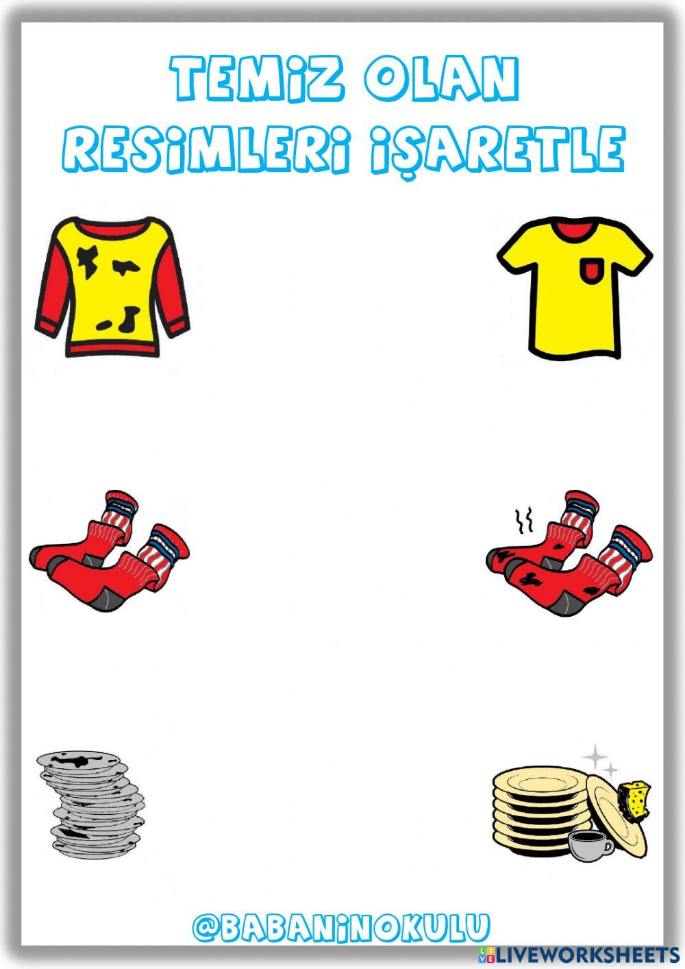 KİRLİ - TEMİZ online exercise for | Live Worksheets