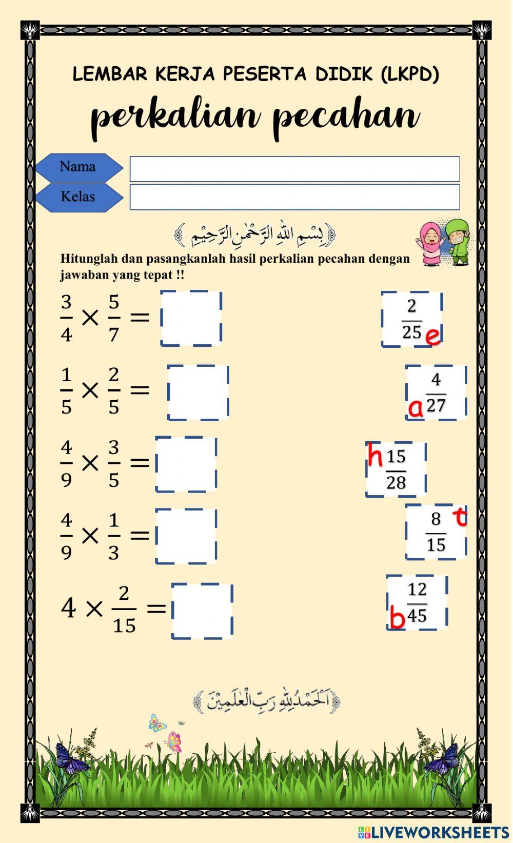 Perkalian Pecahan 1289610 | ardini pamungkas sari | Live