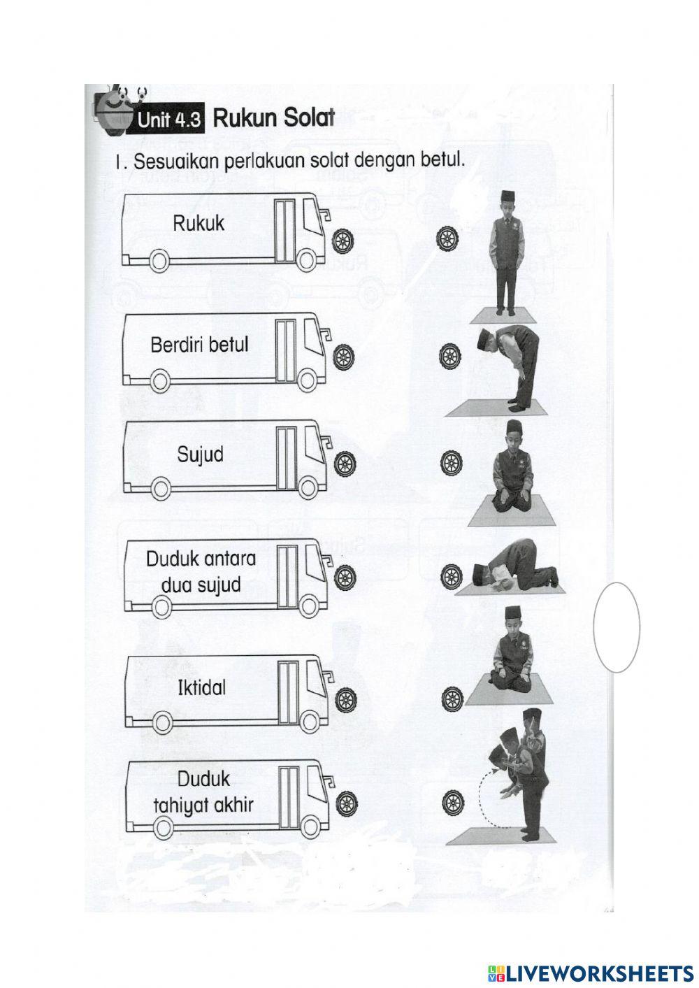 Pdf online exercise: Rukun solat | Live Worksheets