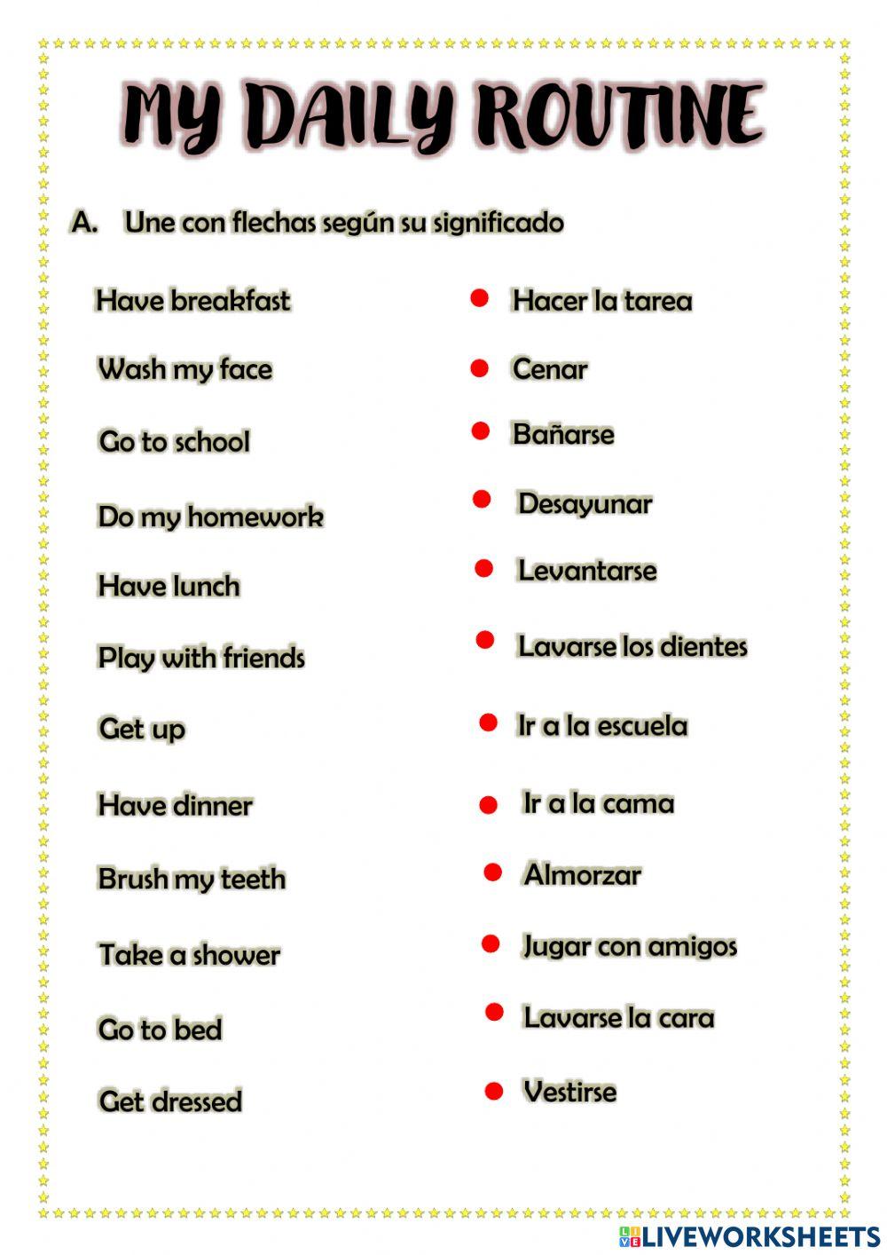 My daily routine exercise for 2ND GRADE | Live Worksheets