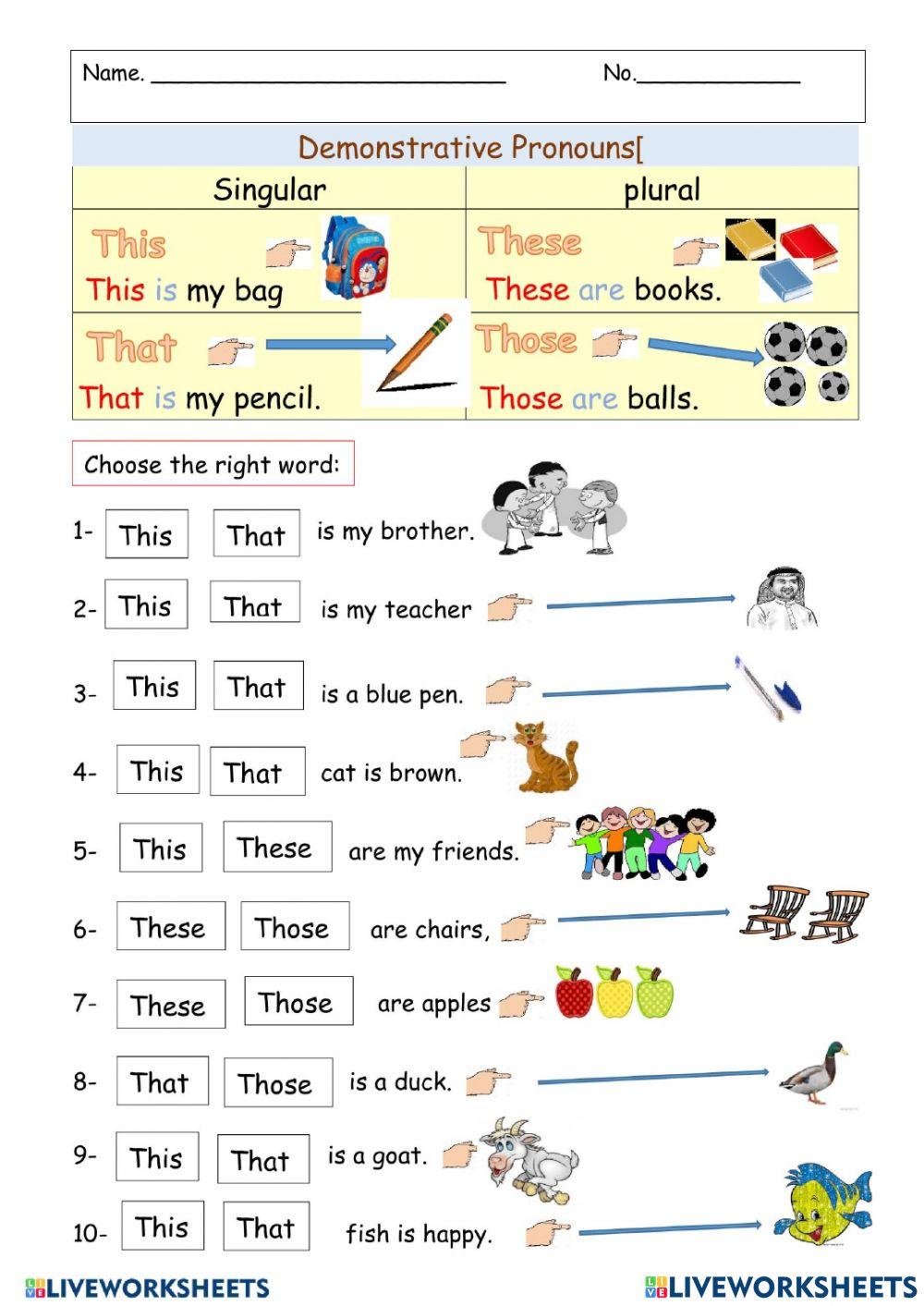 P.1 This That online exercise for | Live Worksheets