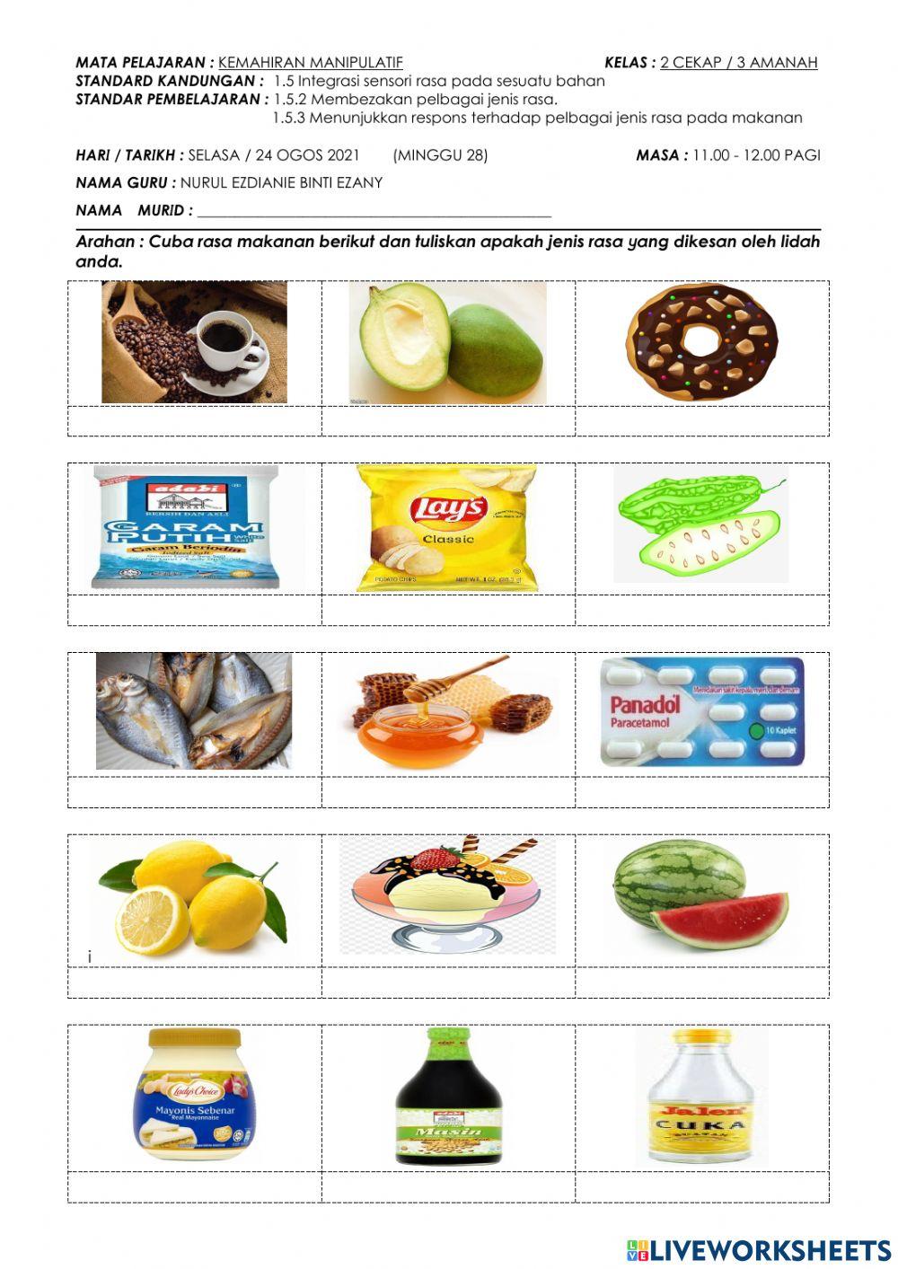Menunjukkan respons terhadap pelbagai jenis rasa pada
