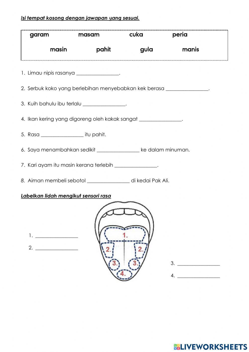 Menunjukkan respons terhadap pelbagai jenis rasa pada