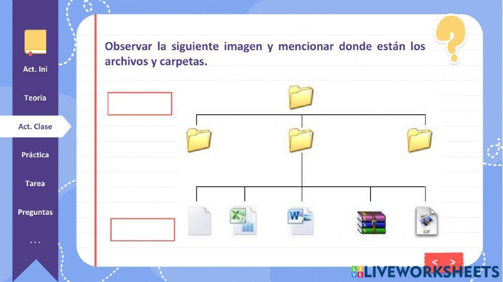 Archivos, Carpeta y Bibliotecas worksheet | Live Worksheets