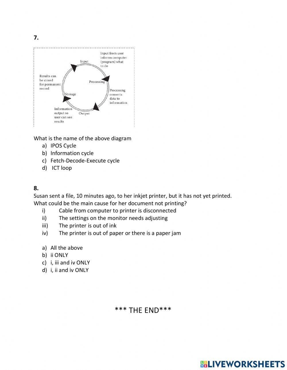 CSEC IT Summer 2021 Section 1 Review online exercise for | Live Worksheets