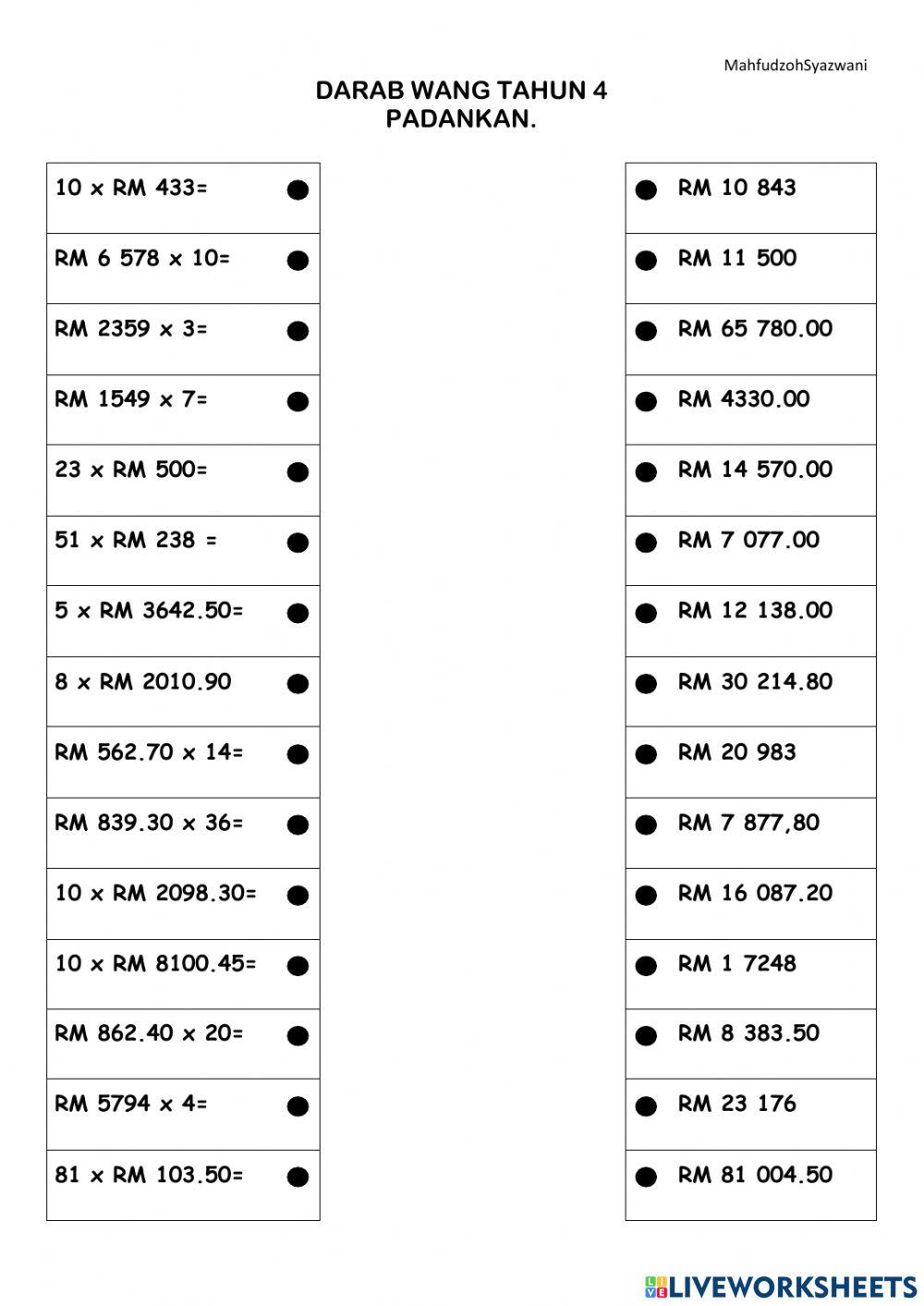 Darab tahun 4 activity | Live Worksheets