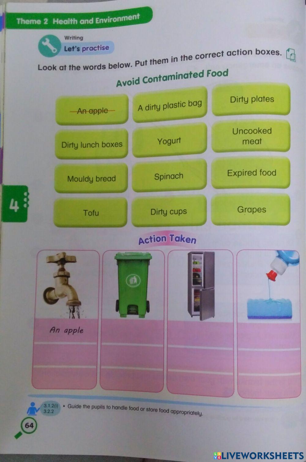 Avoid contaminated food worksheet | Live Worksheets
