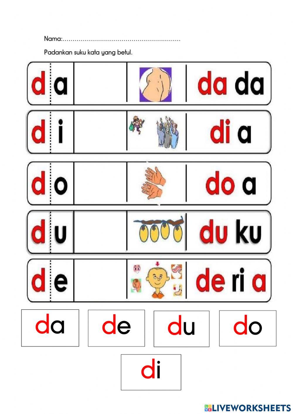 Konsep Awal Mengeja worksheet | Live Worksheets