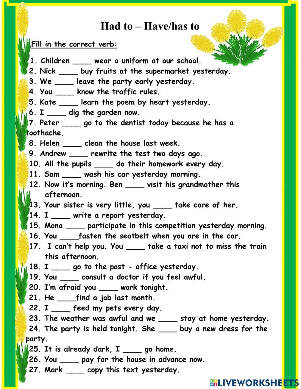 5134463 | Have to had to | Hbr | LiveWorksheets