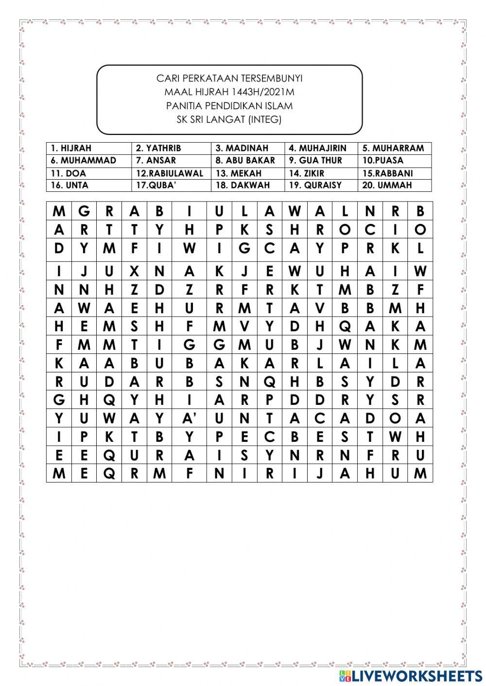 CARI PERKATAAN … | Free Interactive Worksheets | 5134489