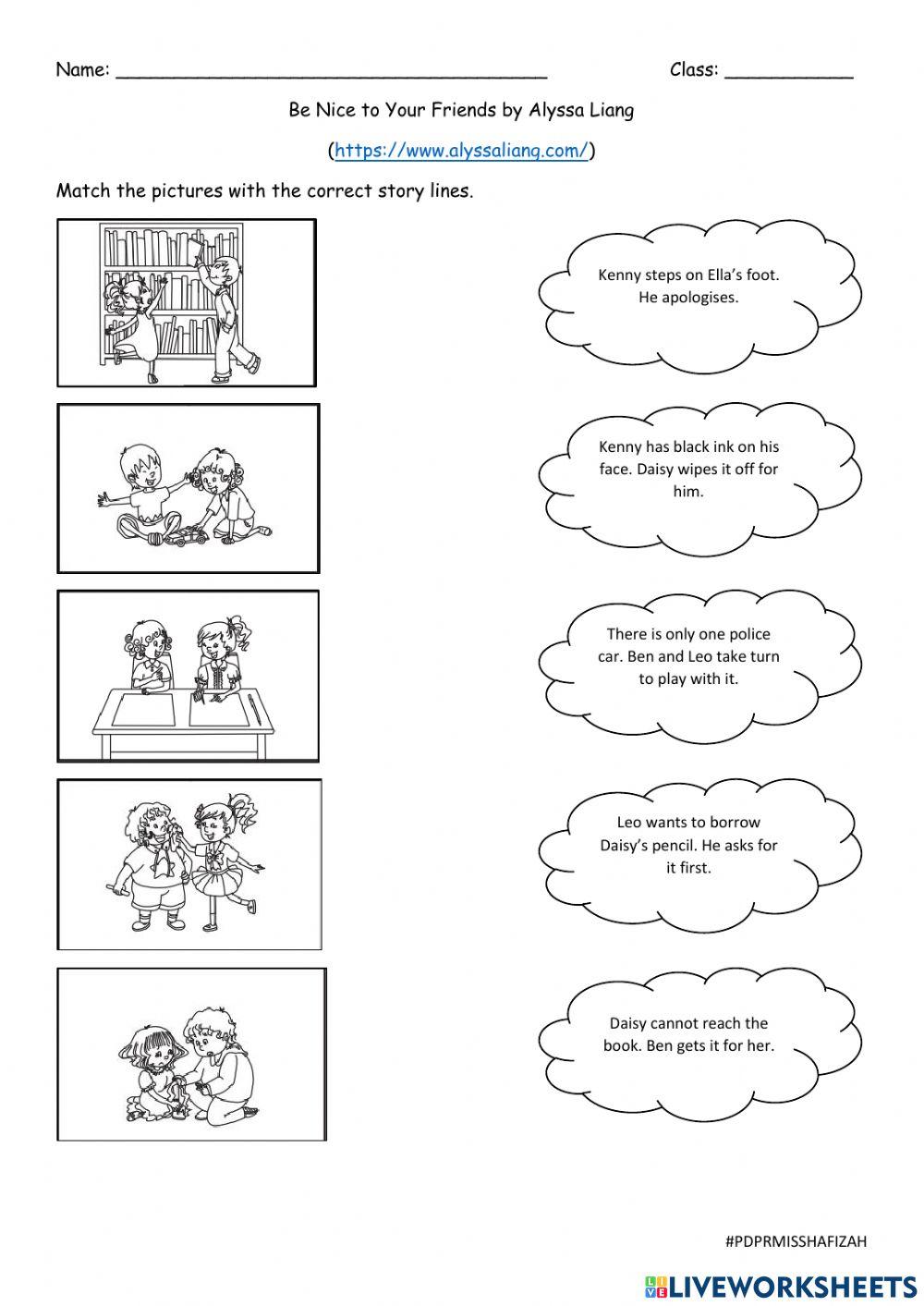 Civic Lesson: Be Nice to Your Friends worksheet | Live Worksheets