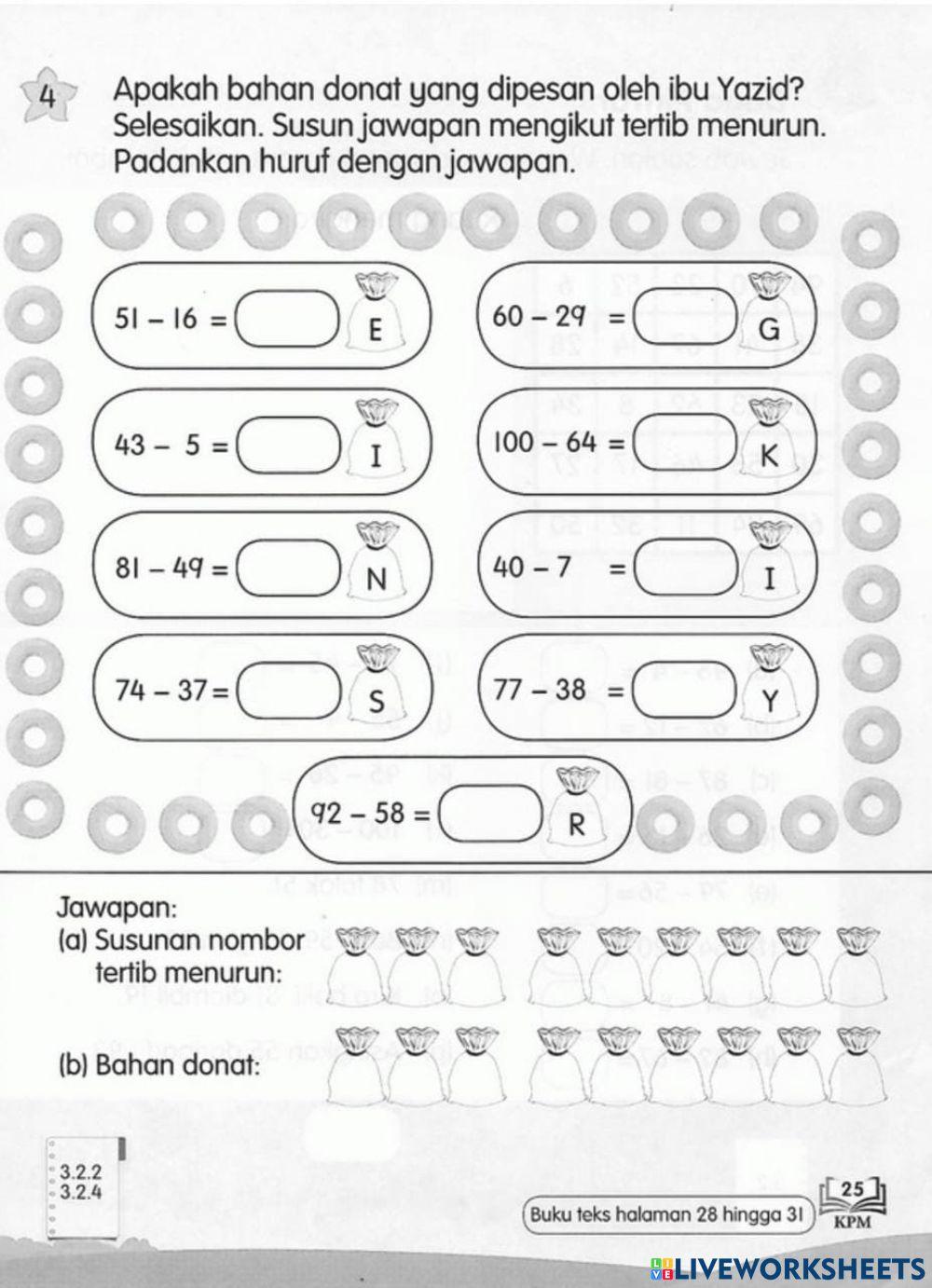 Matematik ppki tahun 3 interactive activity | Live Worksheets