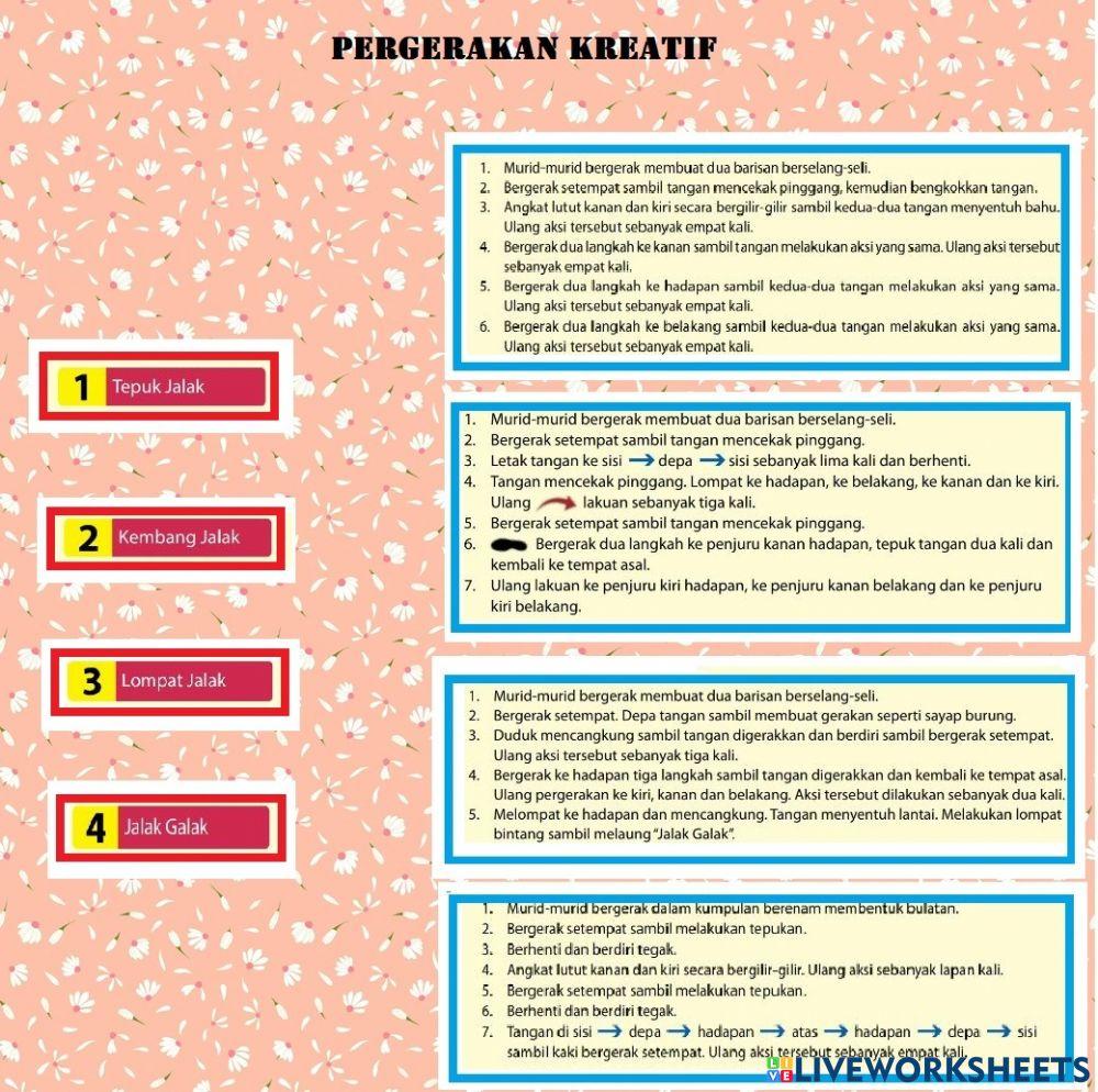 Pergerakan kreatif | Live Worksheets