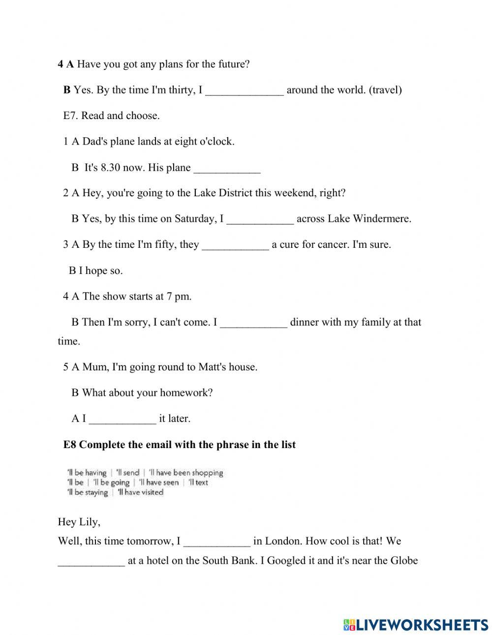 Think 4 Unit 7 WB P65 worksheet | Live Worksheets