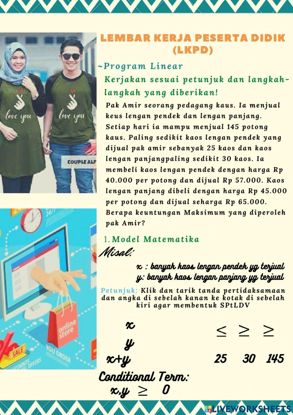 LKPD Program Linear Titik Pojok 1293558 | Marifatun