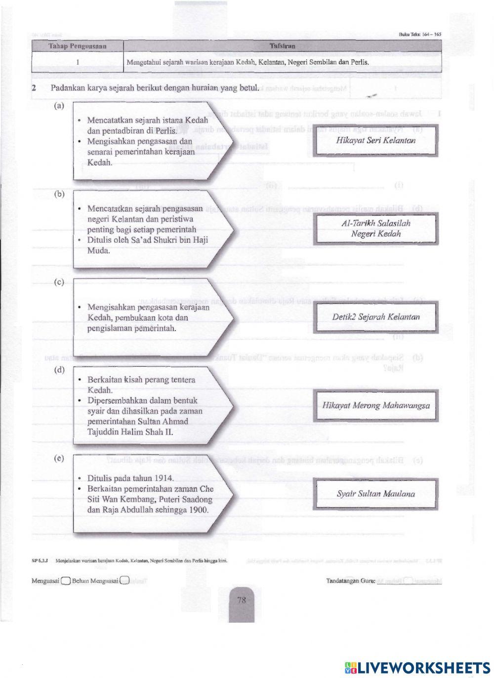 SEJARAH BAB 9 TINGKATAN 2 online exercise for | Live Worksheets