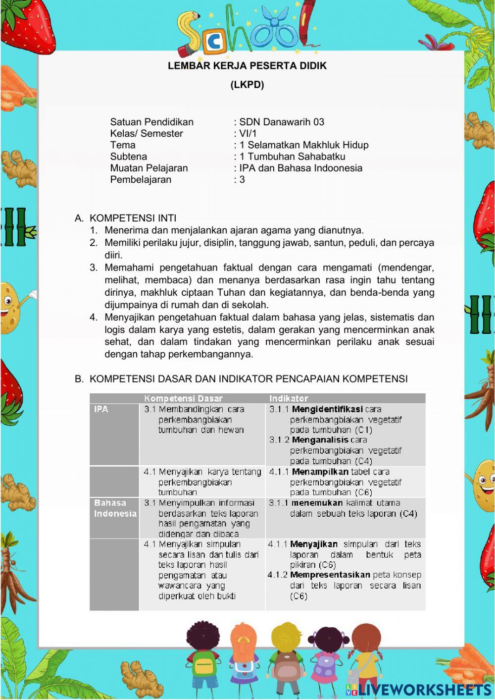 LKPD Kelas 6 Te… | Free Interactive Worksheets | 1293680