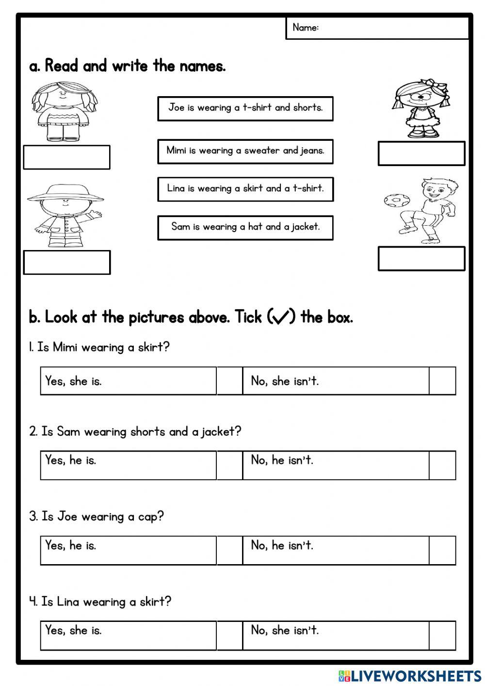 Get Dressed!! worksheet | Live Worksheets