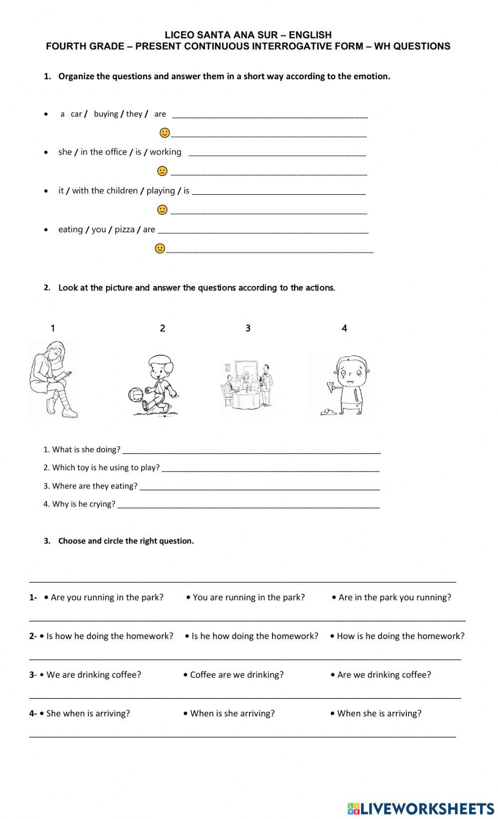 Present continu… | Free Interactive Worksheets | 1294076
