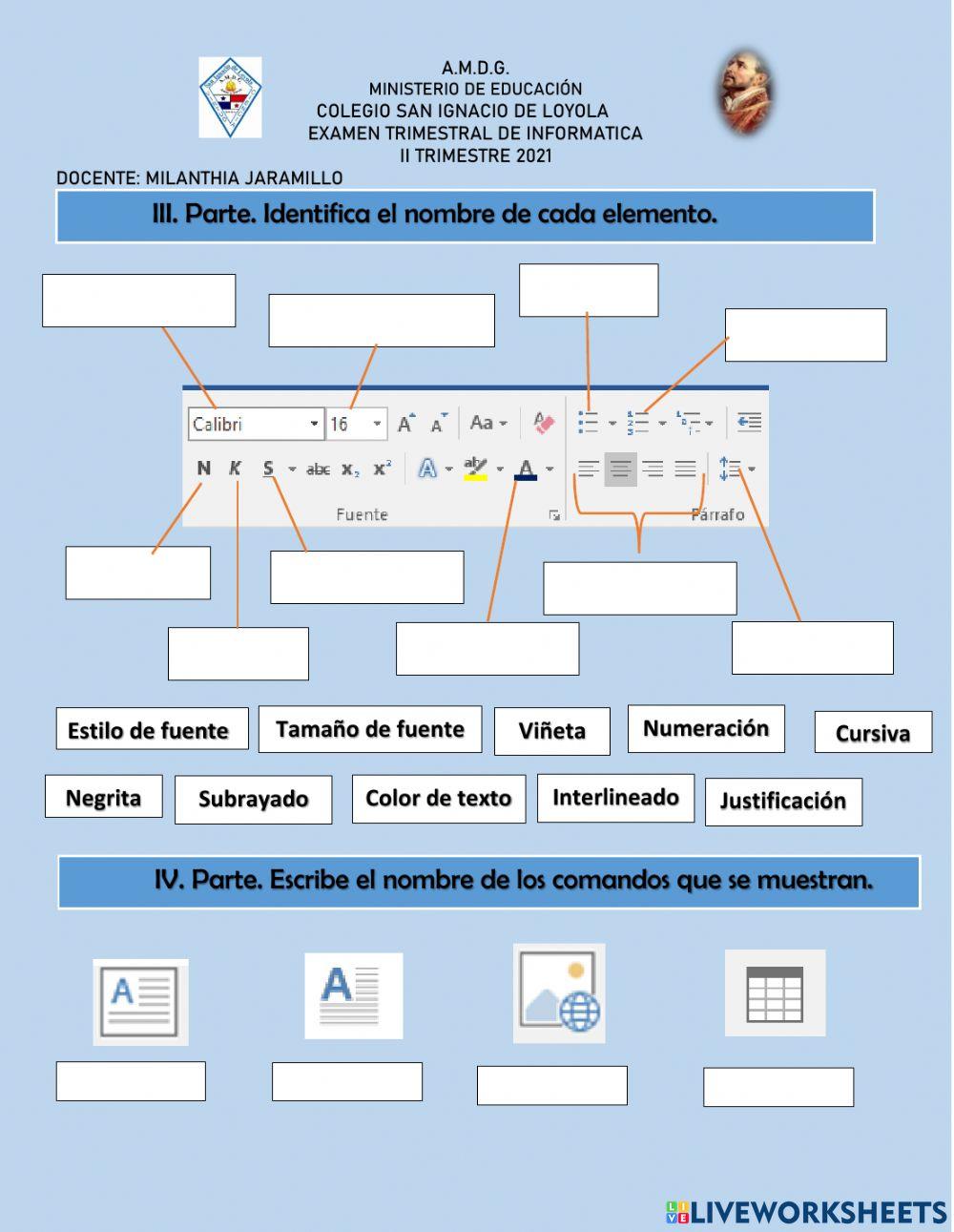 Programa Word | Free Interactive Worksheets | 1294169