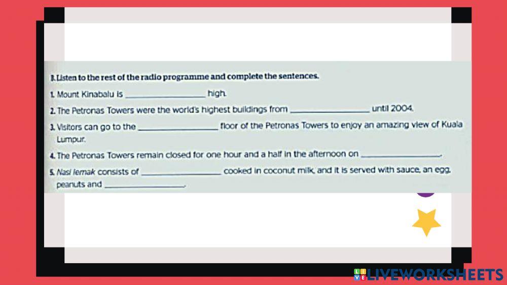 Unit 7 form 4 listening and grammar worksheet | Live Worksheets