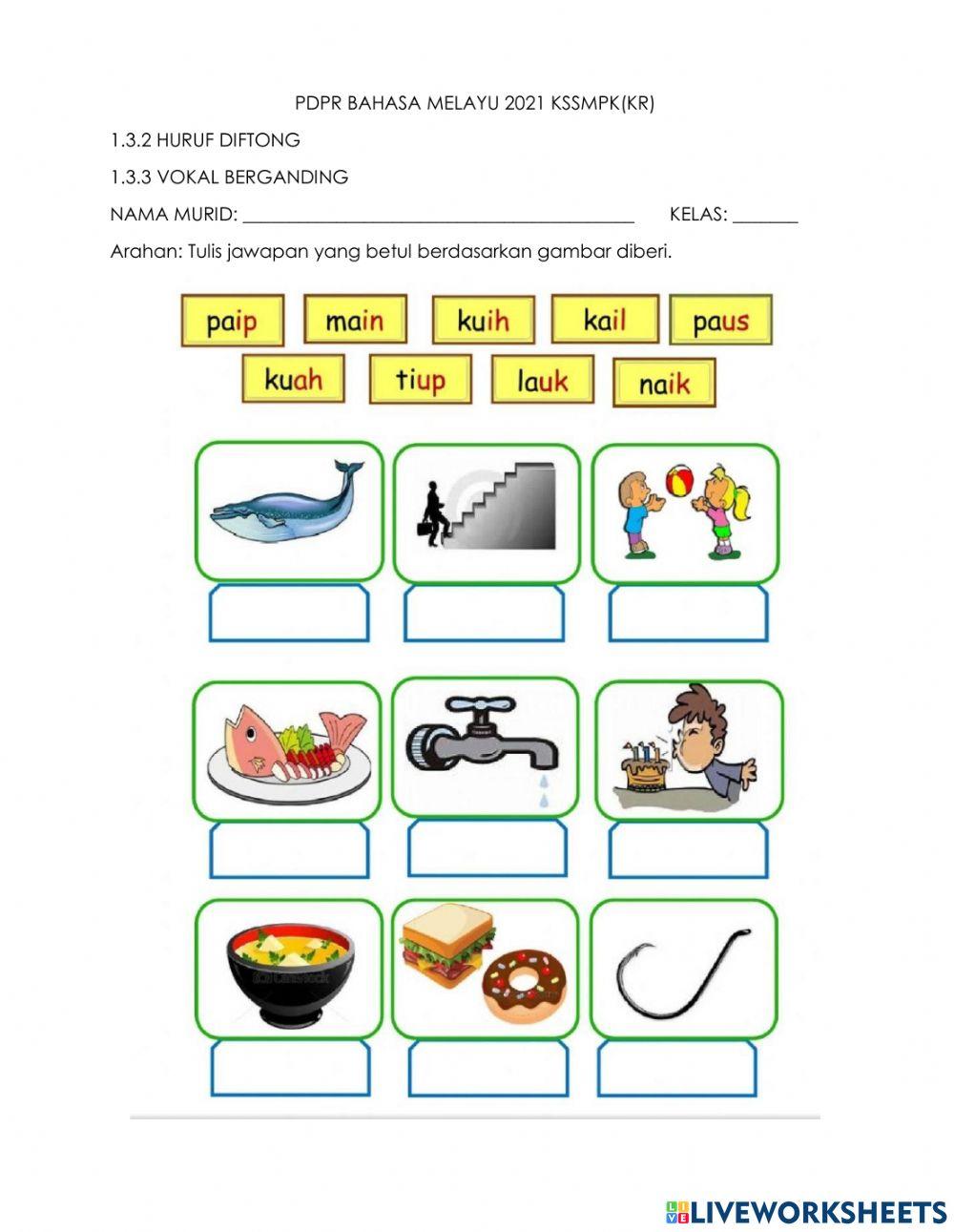 Vokal berganding online activity for SPECIAL EDUCATION | Live Worksheets