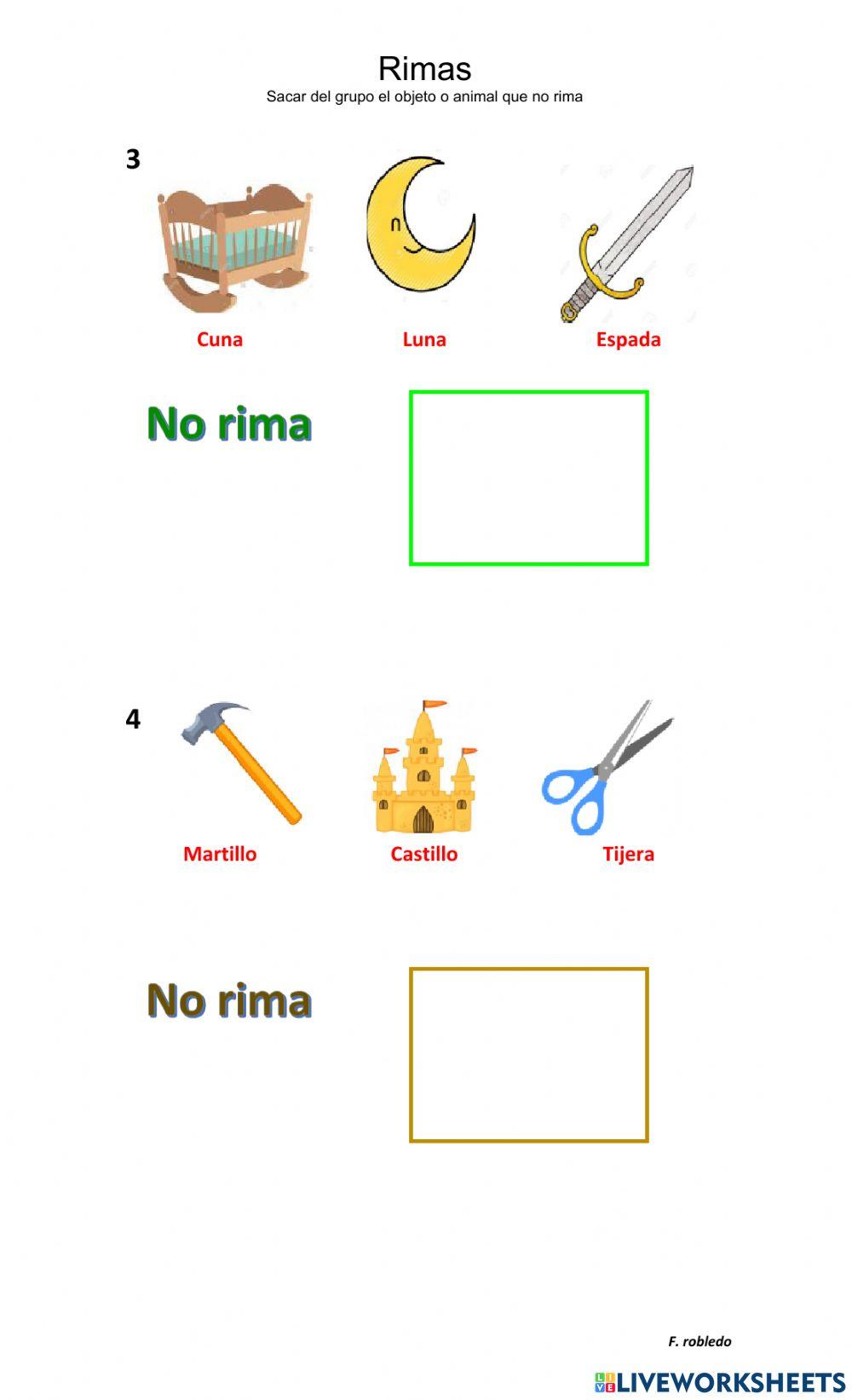 Rimas online exercise for nt1 | Live Worksheets