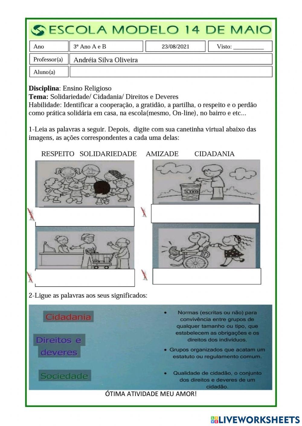 SOLIDARIEDADES worksheet | Live Worksheets