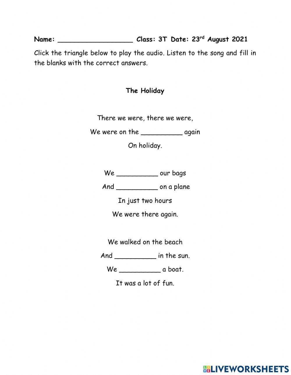 Year 3 Module 9 On holiday worksheet | Live Worksheets