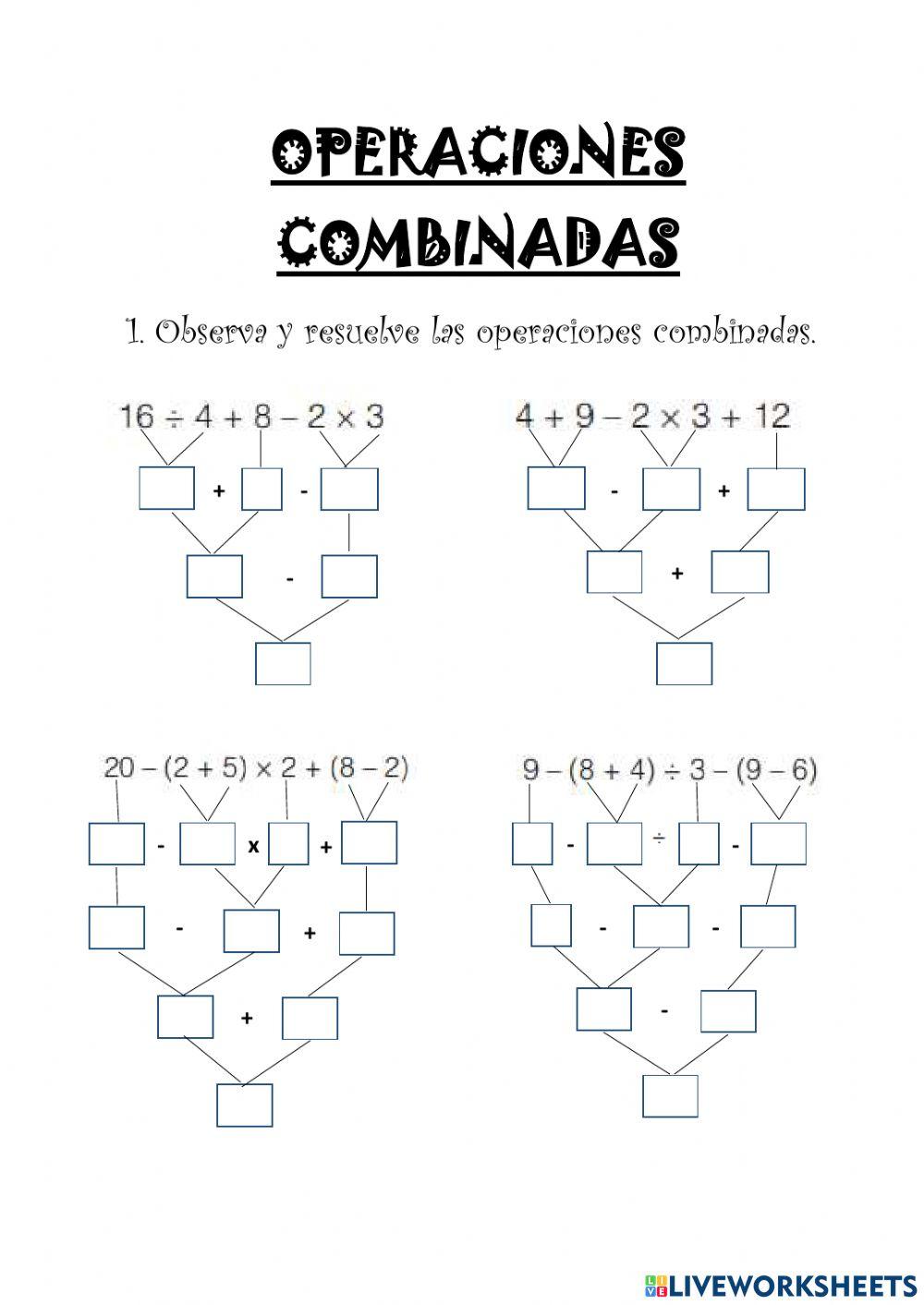 Operaciones combinadas online exercise for 3°Grado | Live Worksheets Operaciones combinadas online exercise for 3°Grado | Live Worksheets
