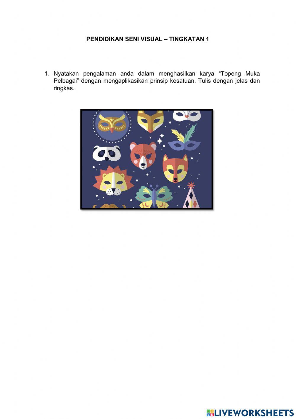 Kesatuan dalam seni worksheet | Live Worksheets