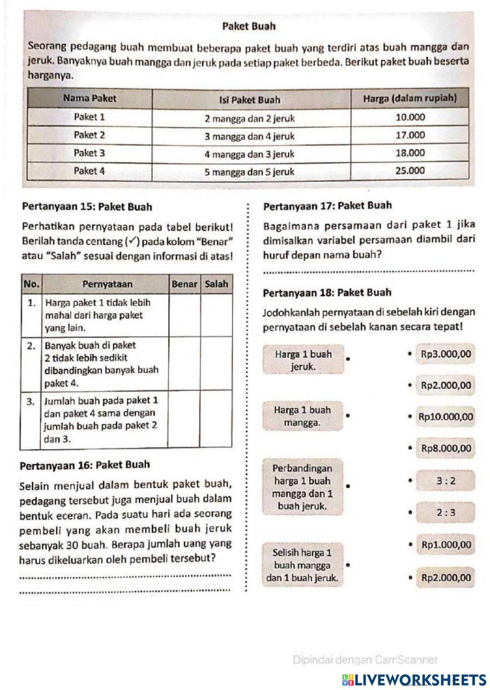 Simulasi Numerasi worksheet | Live Worksheets