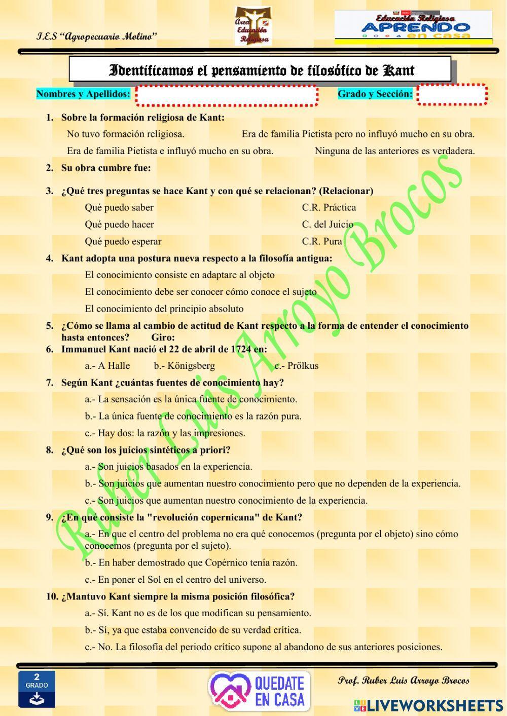 Immanuel kant | Free Interactive Worksheets | 1295946