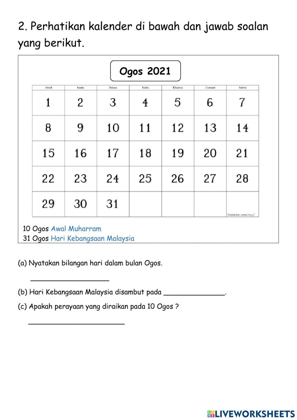 Bulan dalam setahun 1295939 | TING LEE | Live Worksheets