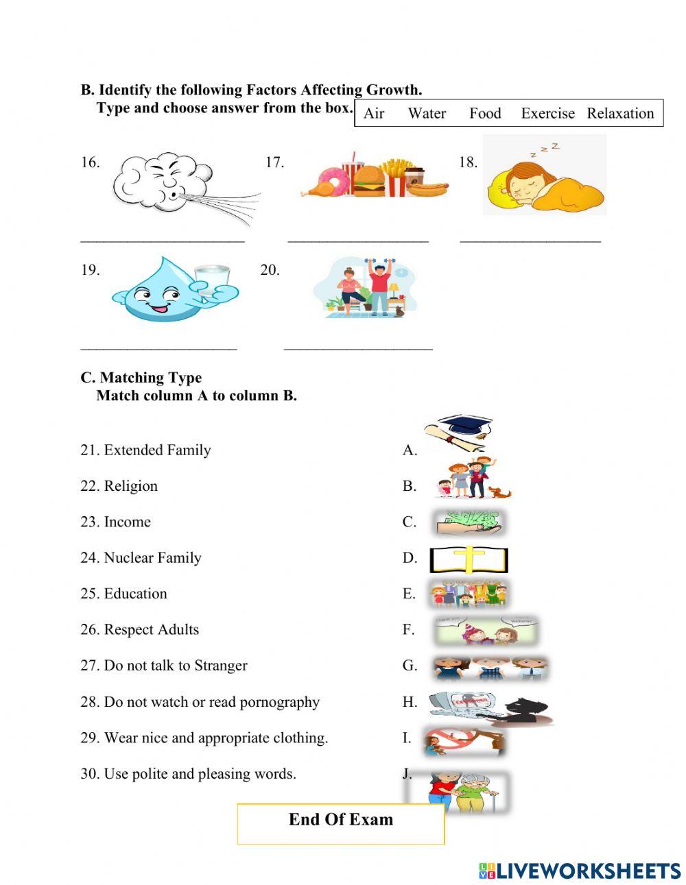 Midterm Exam He… | Free Interactive Worksheets | 3325428
