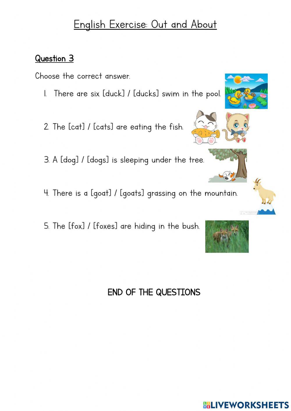English Year 3 online activity for 3 | Live Worksheets